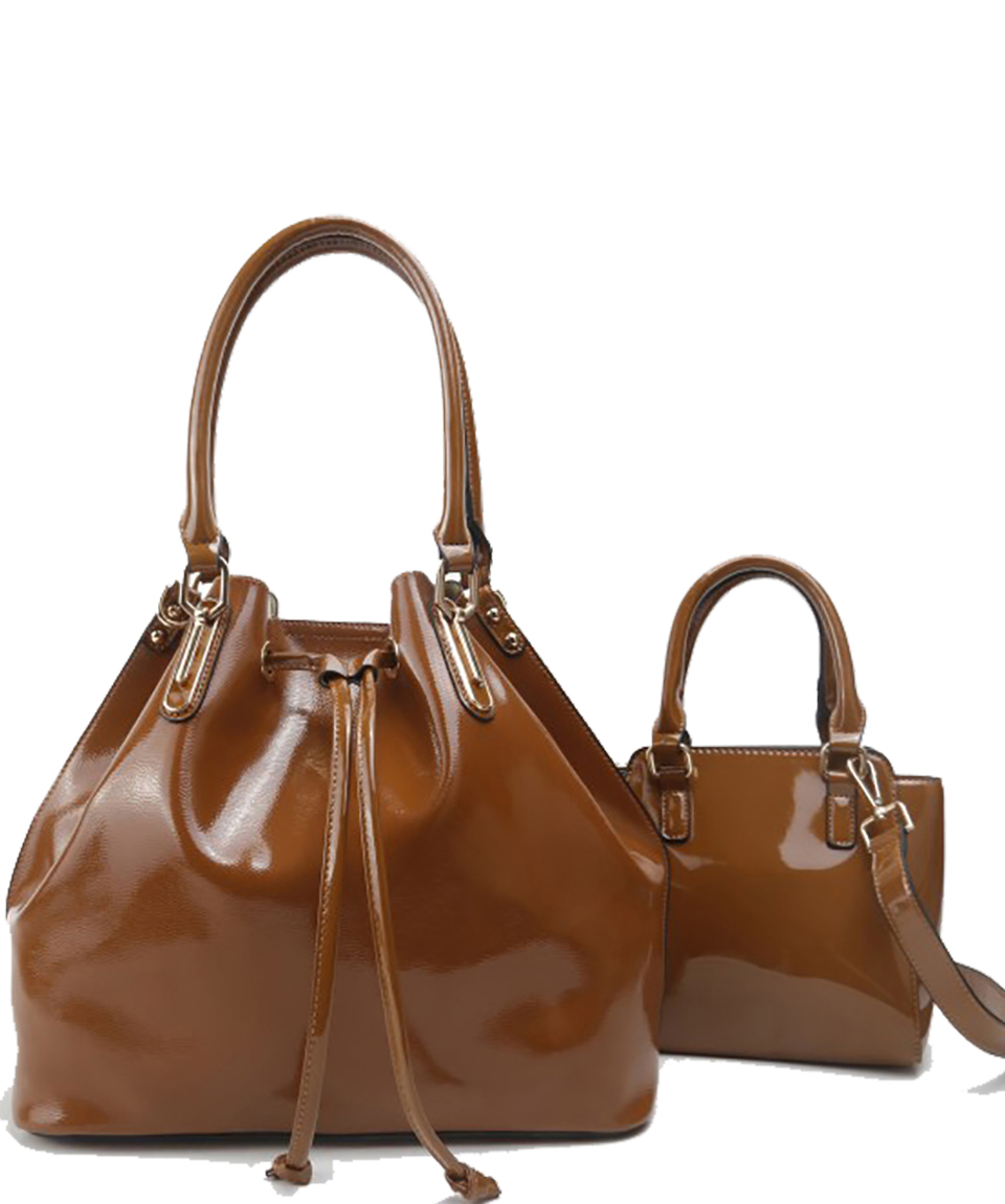 2-in-1 Real Patent Leather Handbag - Two Shoulder Handbags in One ...
