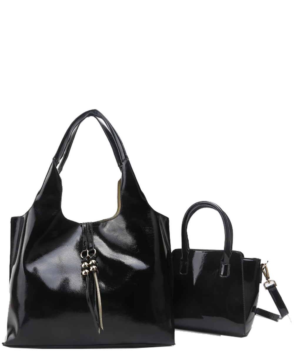 2-in-1 Real Patent Leather Handbag - Two Shoulder Handbags in One ...