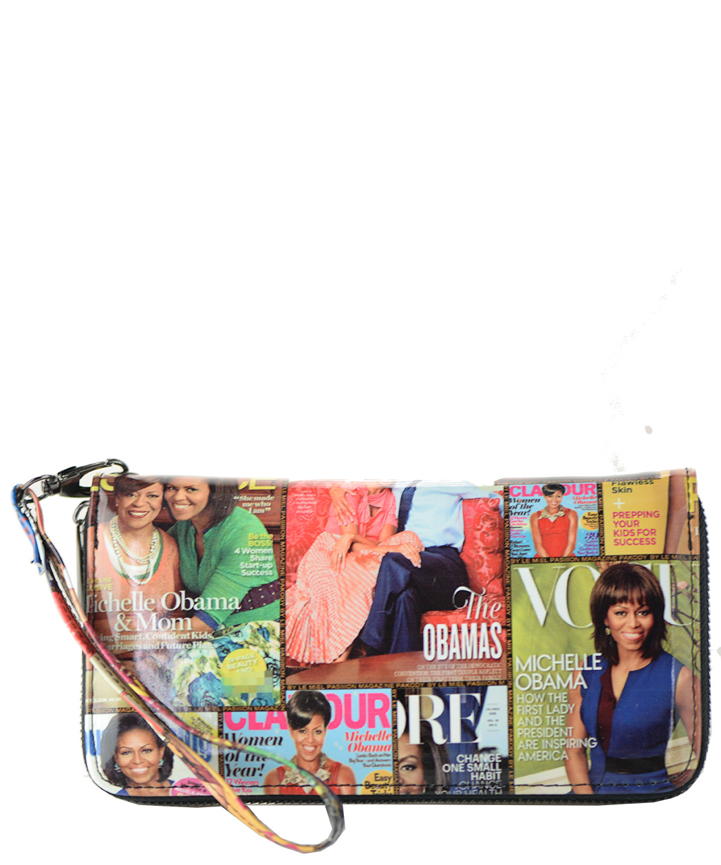 Magazine Cover Collage Double Zip Around Wallet 6106