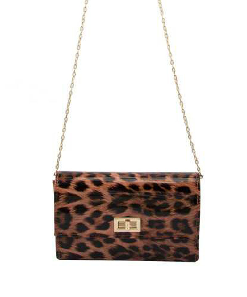 GLossy Leopard Print Crossbody Bag 6489