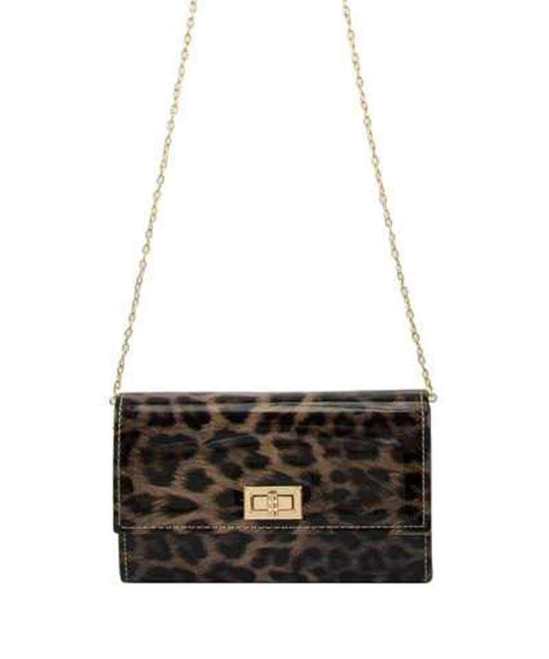 GLossy Leopard Print Crossbody Bag 6489