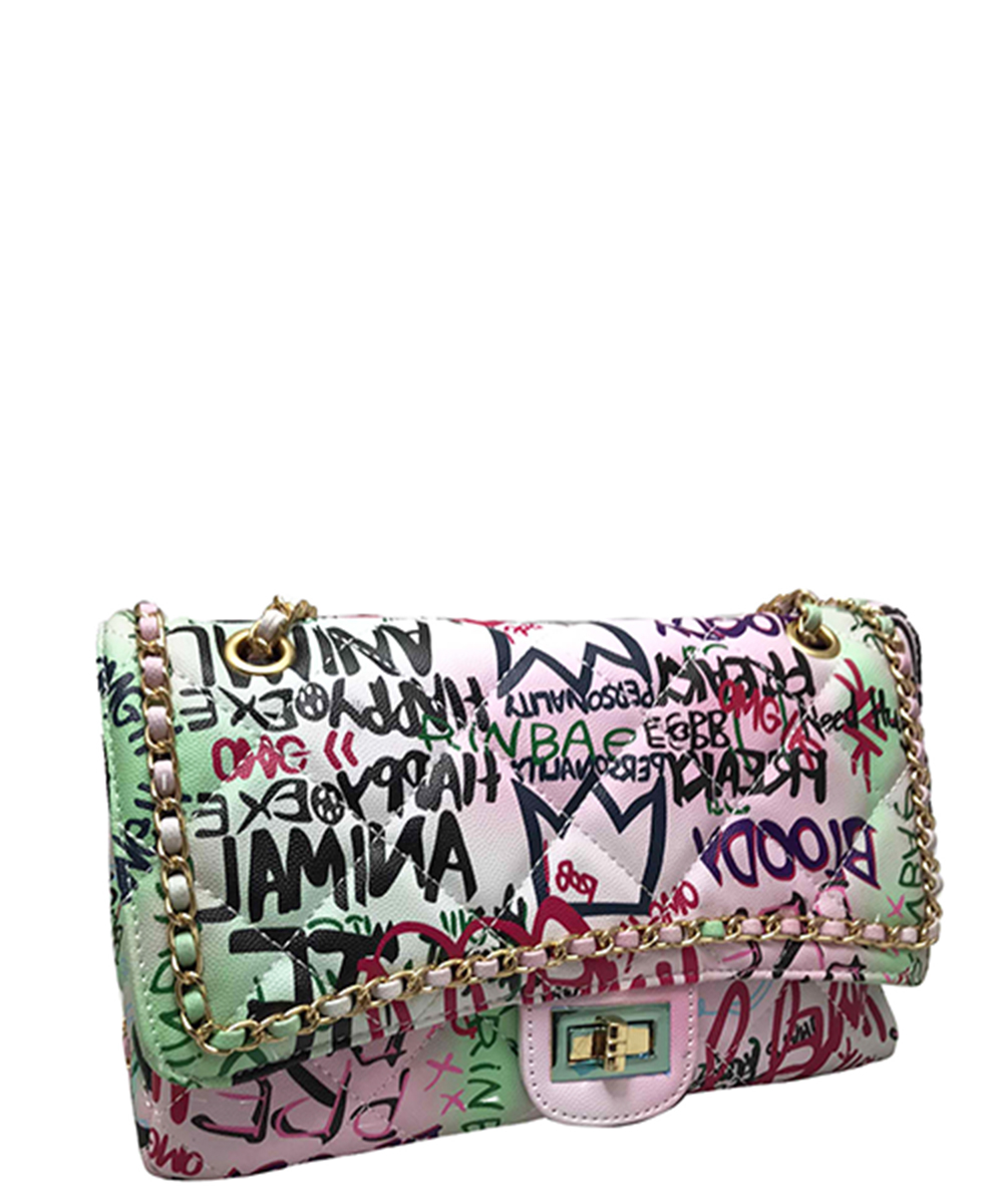 Graffiti Print Crossbody Bag 6527