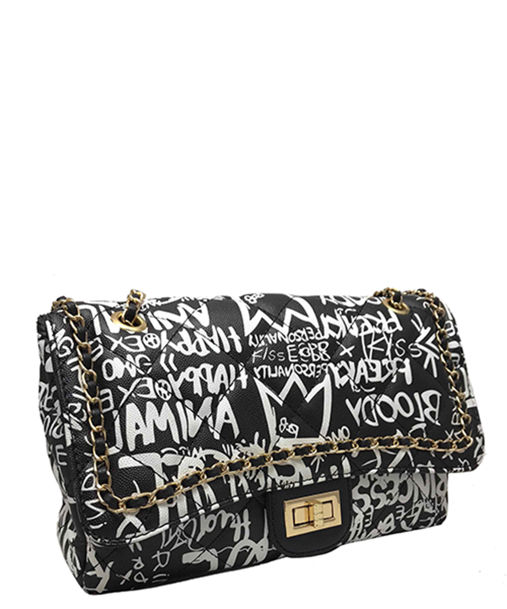 Graffiti Print Crossbody Bag 6527