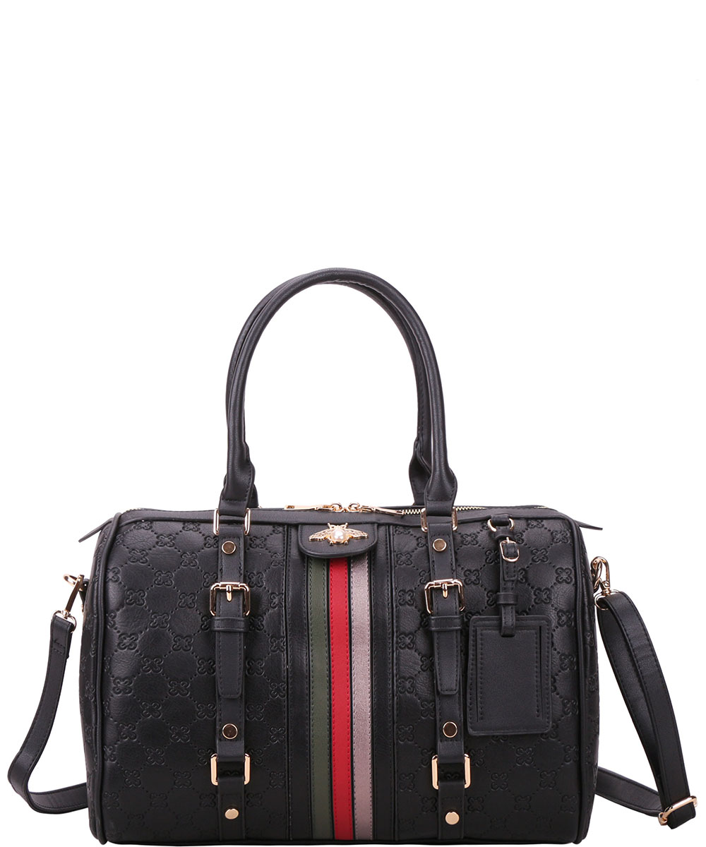 Queen Bee Stripe Boston Handbag DM-8586