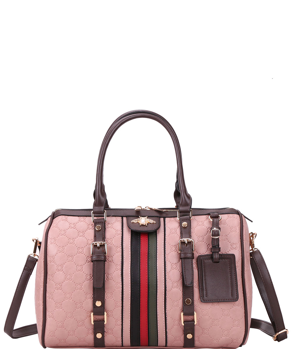 Queen Bee Stripe Boston Handbag DM-8586