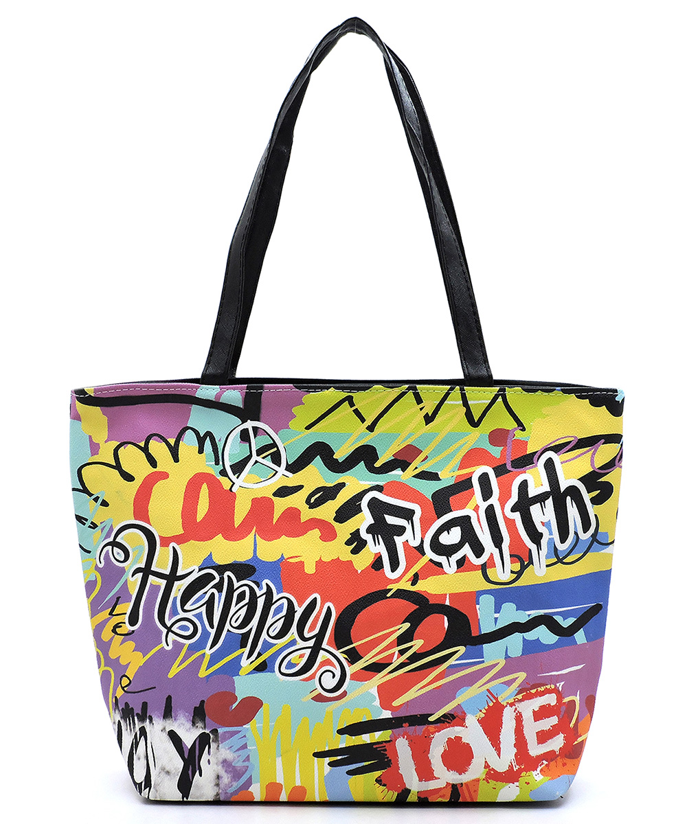 Peace Love Nature Free Happy Shopper Tote Bag HBG103144