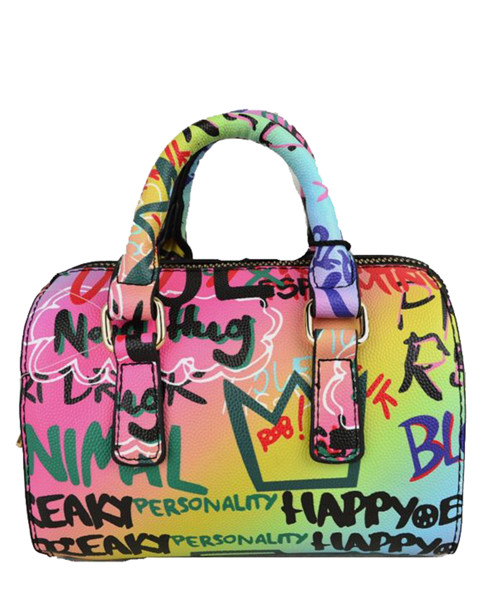 Multi Graffiti Printed Mini Satchel Crossbody Bag HGSF-0106
