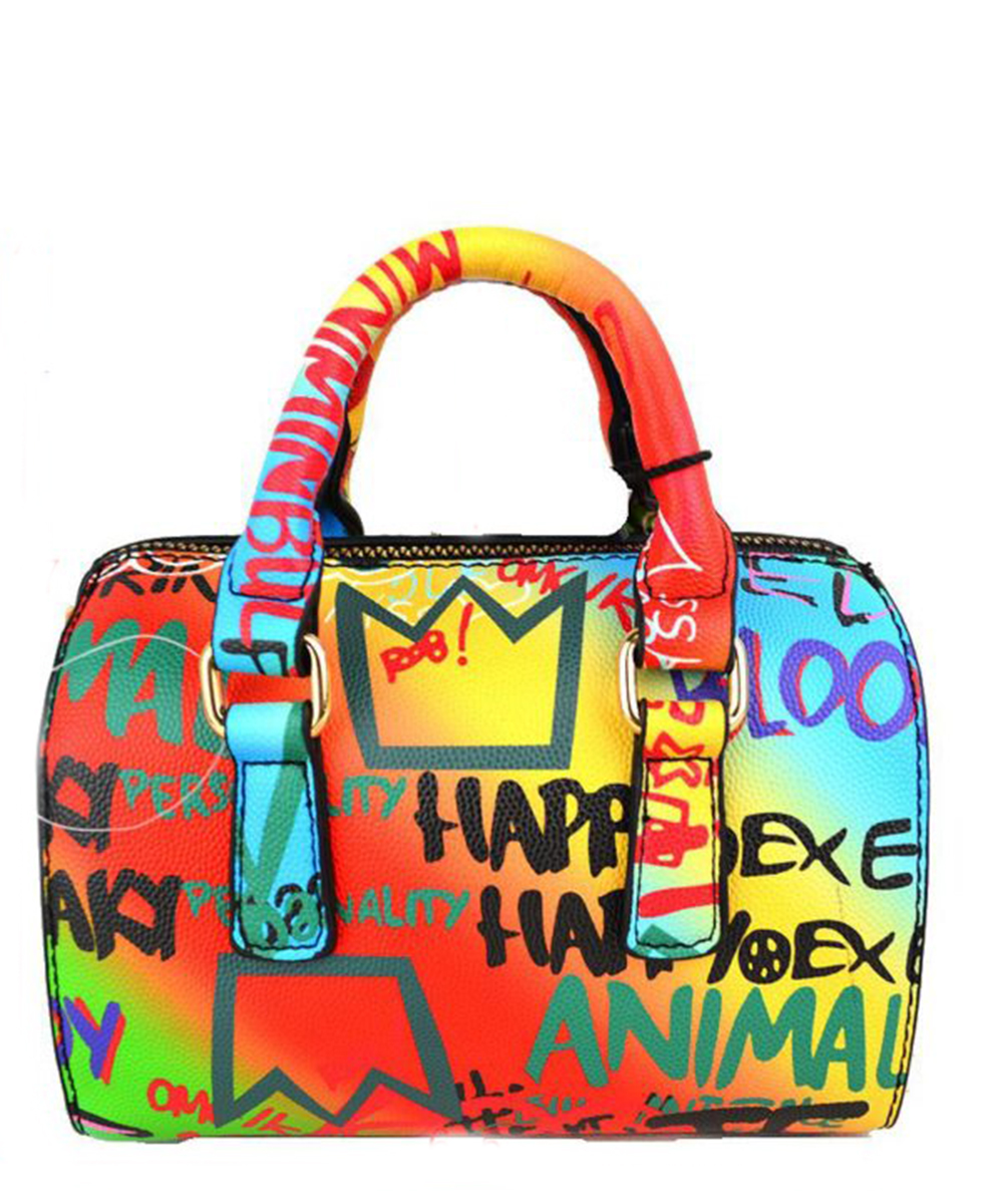 Multi Graffiti Printed Mini Satchel Crossbody Bag HGSF-0106