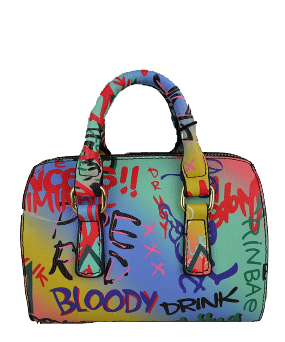 Multi Graffiti Printed Mini Satchel Crossbody Bag HGSF-0106