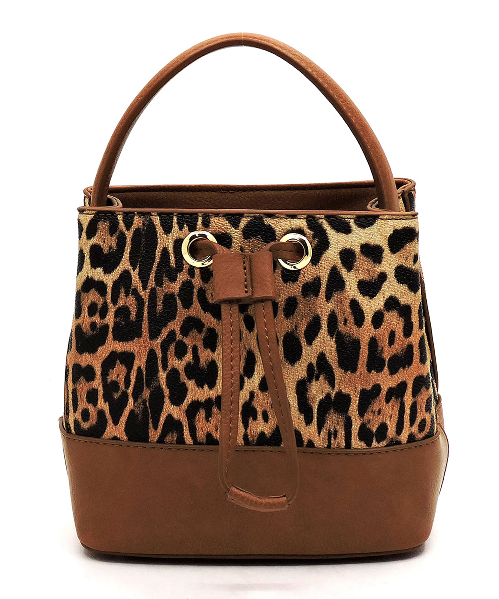 Leopard Drawstring Bucket Crossbody Bag LE1098