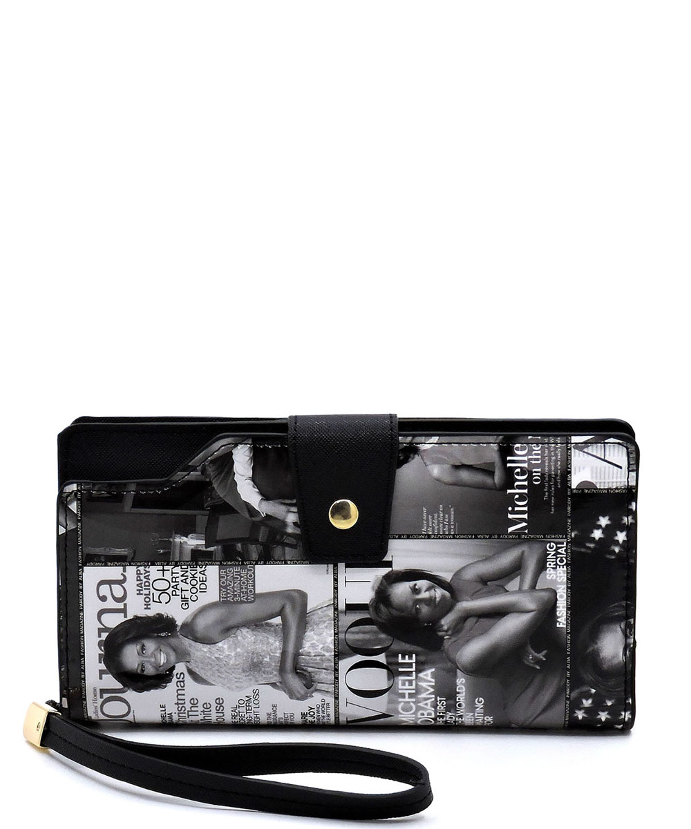 Magazine Cover Collage Clutch Wallet Wristlet OA015