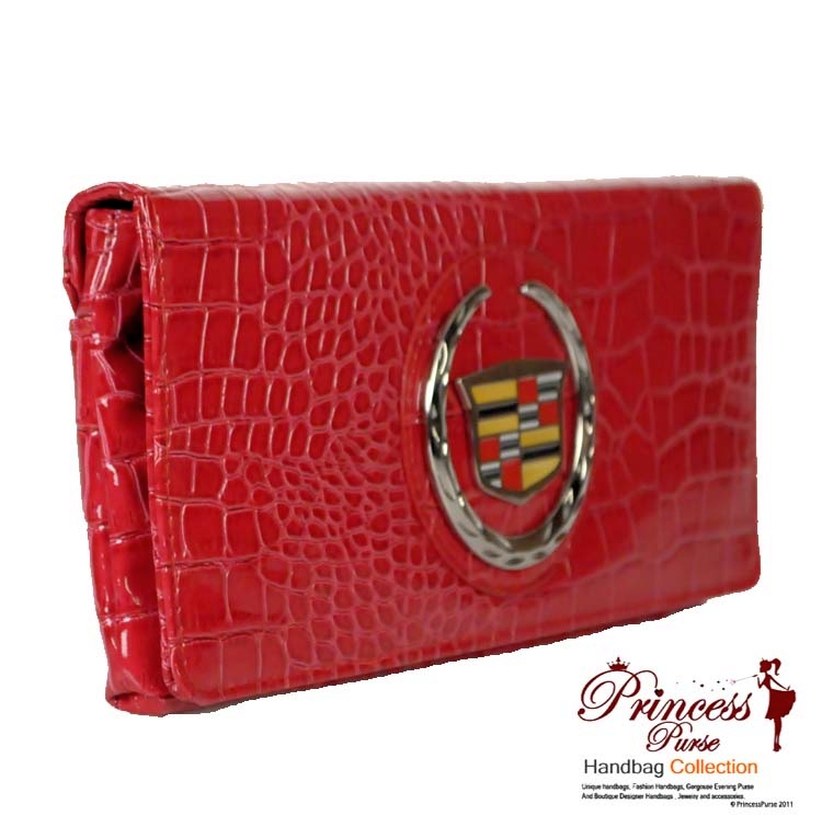 Original Cadillac Faux Croc Leather Clutch Bag w/ Cadillac Center ...