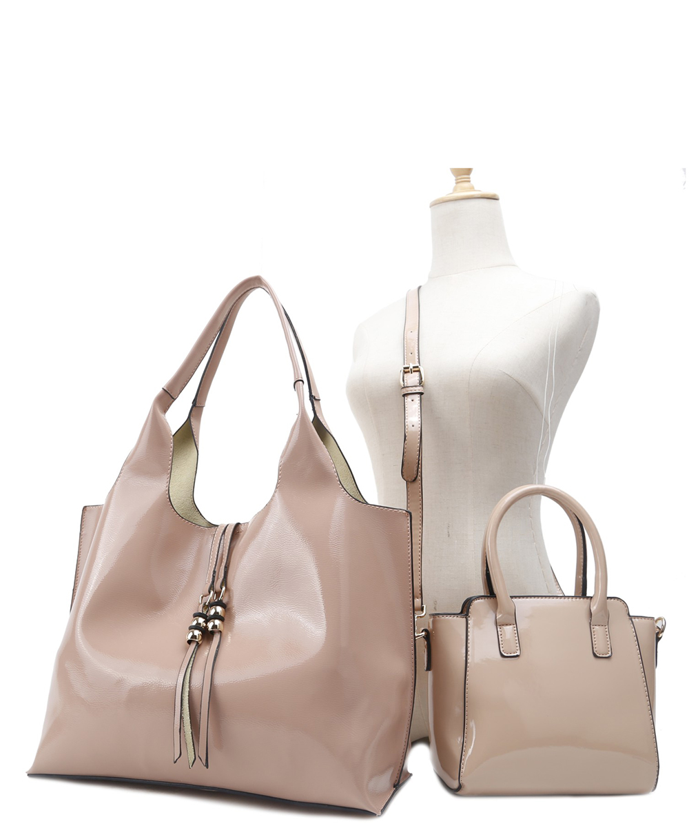 2-in-1 Real Patent Leather Handbag - Two Shoulder Handbags in One ...