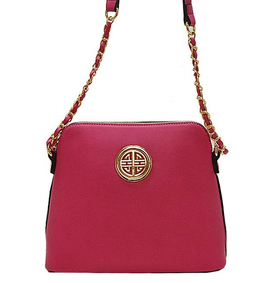 Faux Leather Crossbody Bag K025 35584 Fuchsia