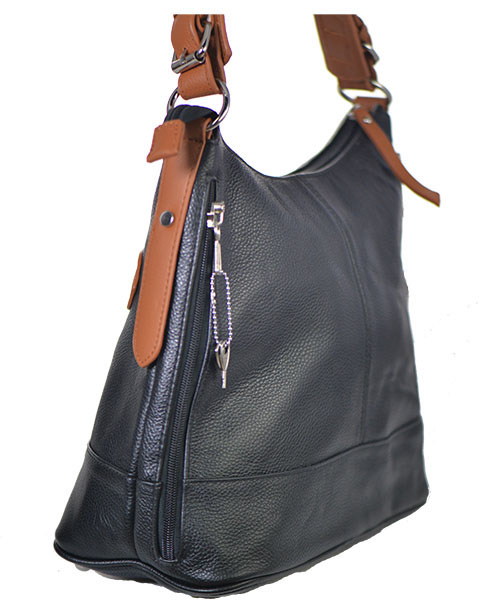 Designer Inspired Genuine Leather Handbag w/ Lock and Key Accent.