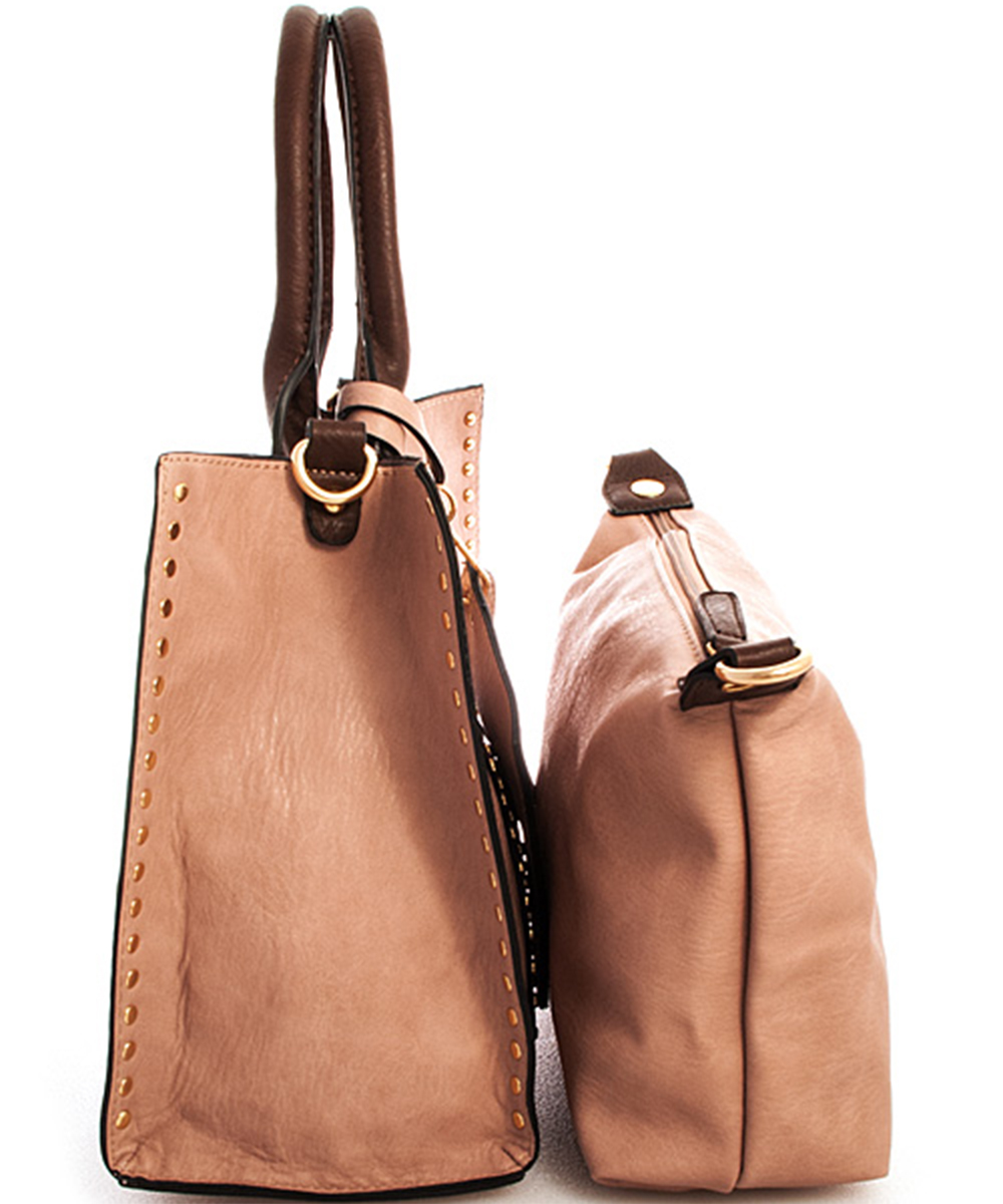 Fashion 2 in 1 Studded Tote Bag With Long Strap 60345B
