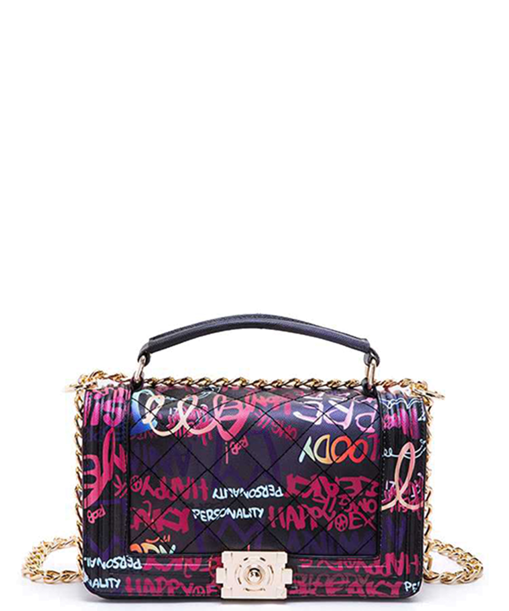 Graffiti Print Crossbody Bag 6507