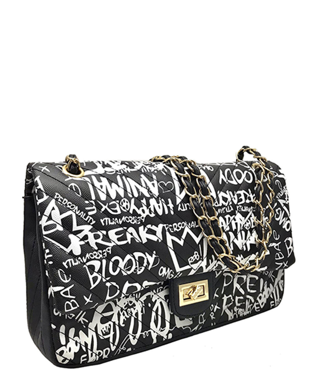 Graffiti Print Multicolor Shoulder Bag 6526