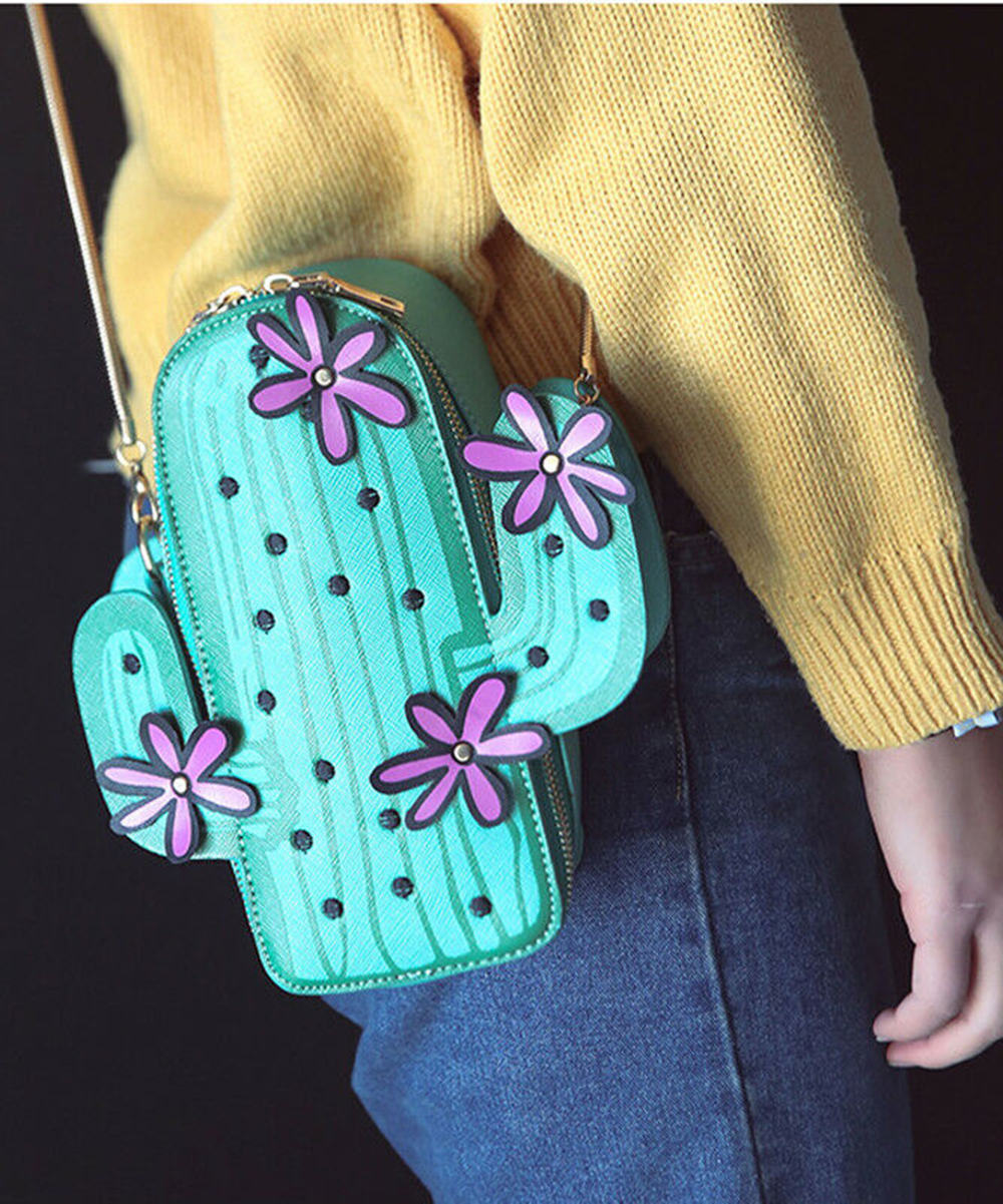 Cactus Shaped Womens Satchel Crossbody Bag
