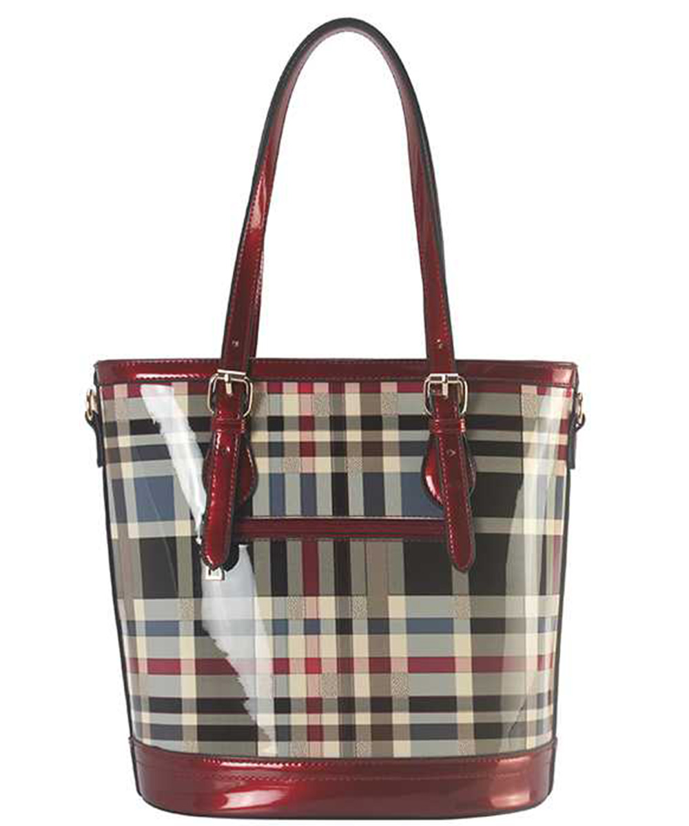 Designer Patent Checkered 2 in 1 Handbag Set GZ-8218W