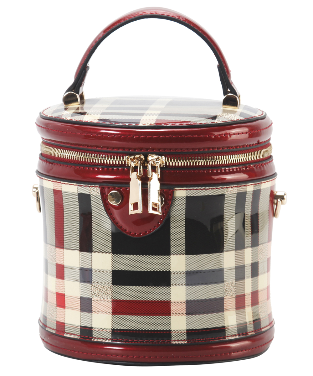 Patent Leather Checkered Cylinder Bag GZT8121 red: Wholesale Handbags ...