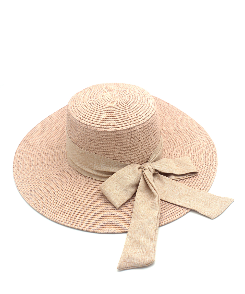 Ribbon Trimmed Straw Hat HA300227