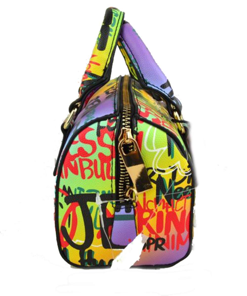 Multi Graffiti Printed Mini Satchel Crossbody Bag HGSF-0106