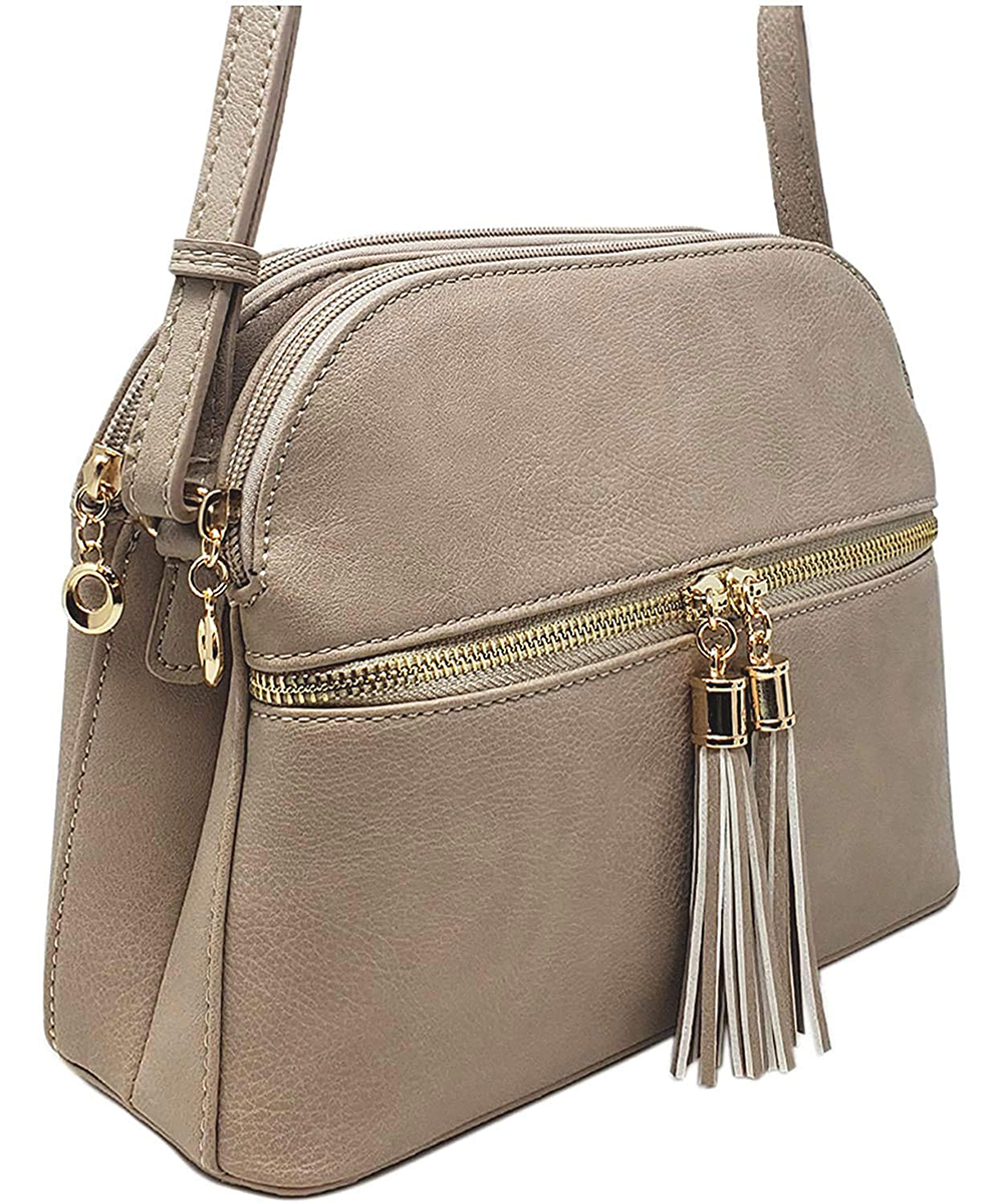 Zip Tassel Multi Compartment Crossbody Bag LP050