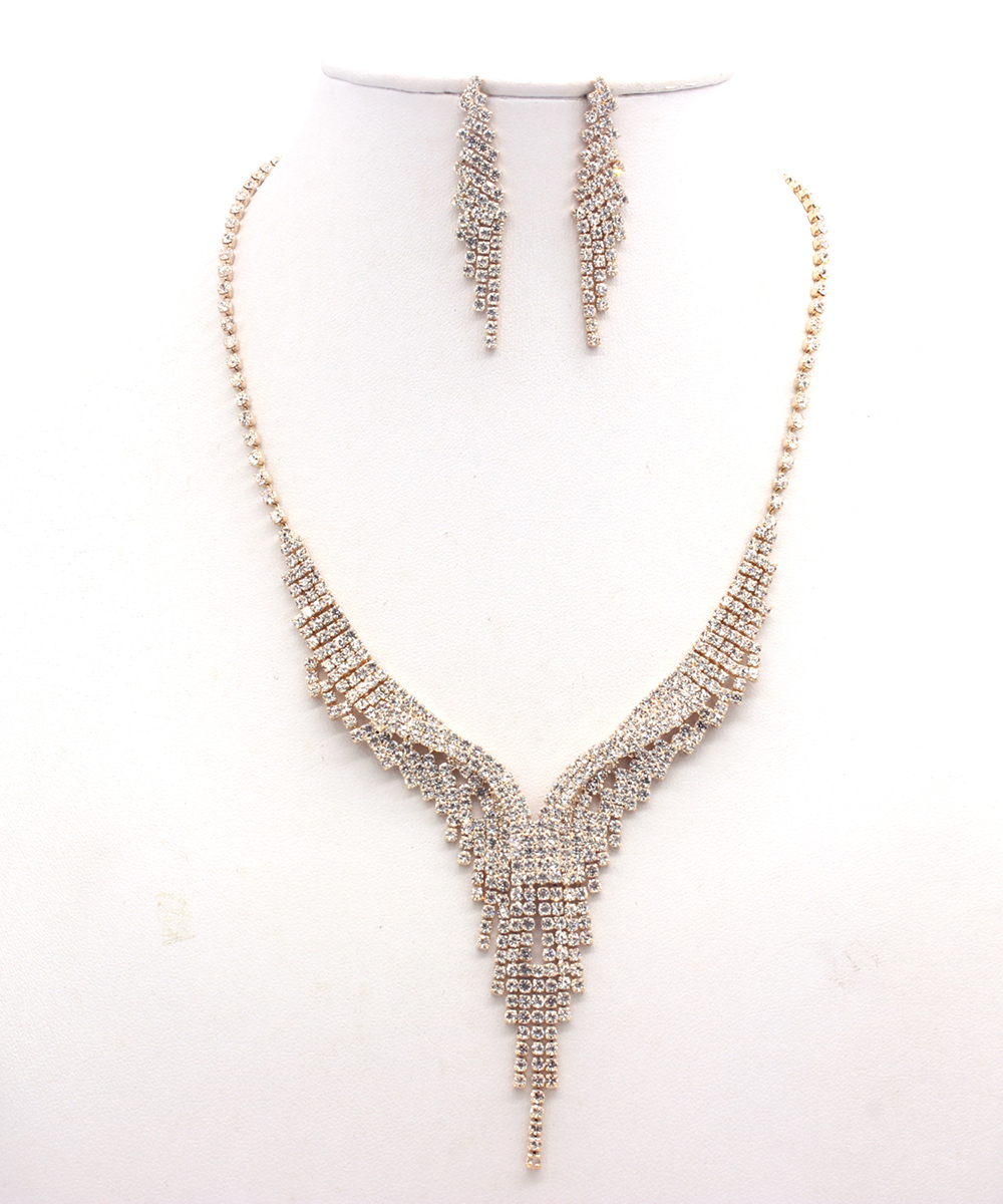 Rhinestone Necklace with Earrings Set NB300617