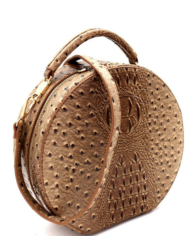 Fashion Faux Round Ostrich Satchel Handbag OS094