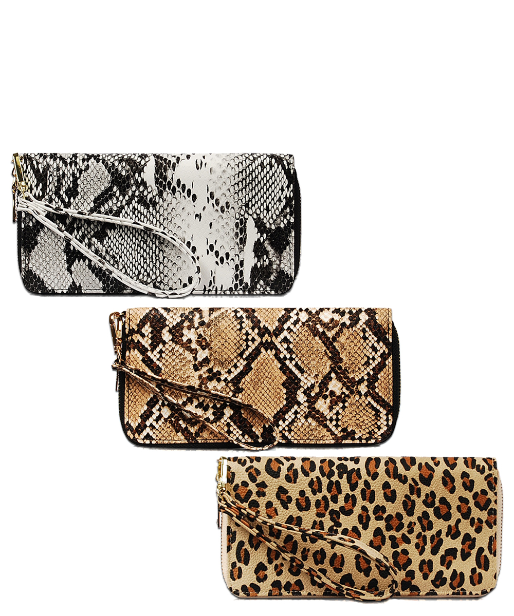 Package of 6 Pieces Animal Skin Print Wallet WA1722