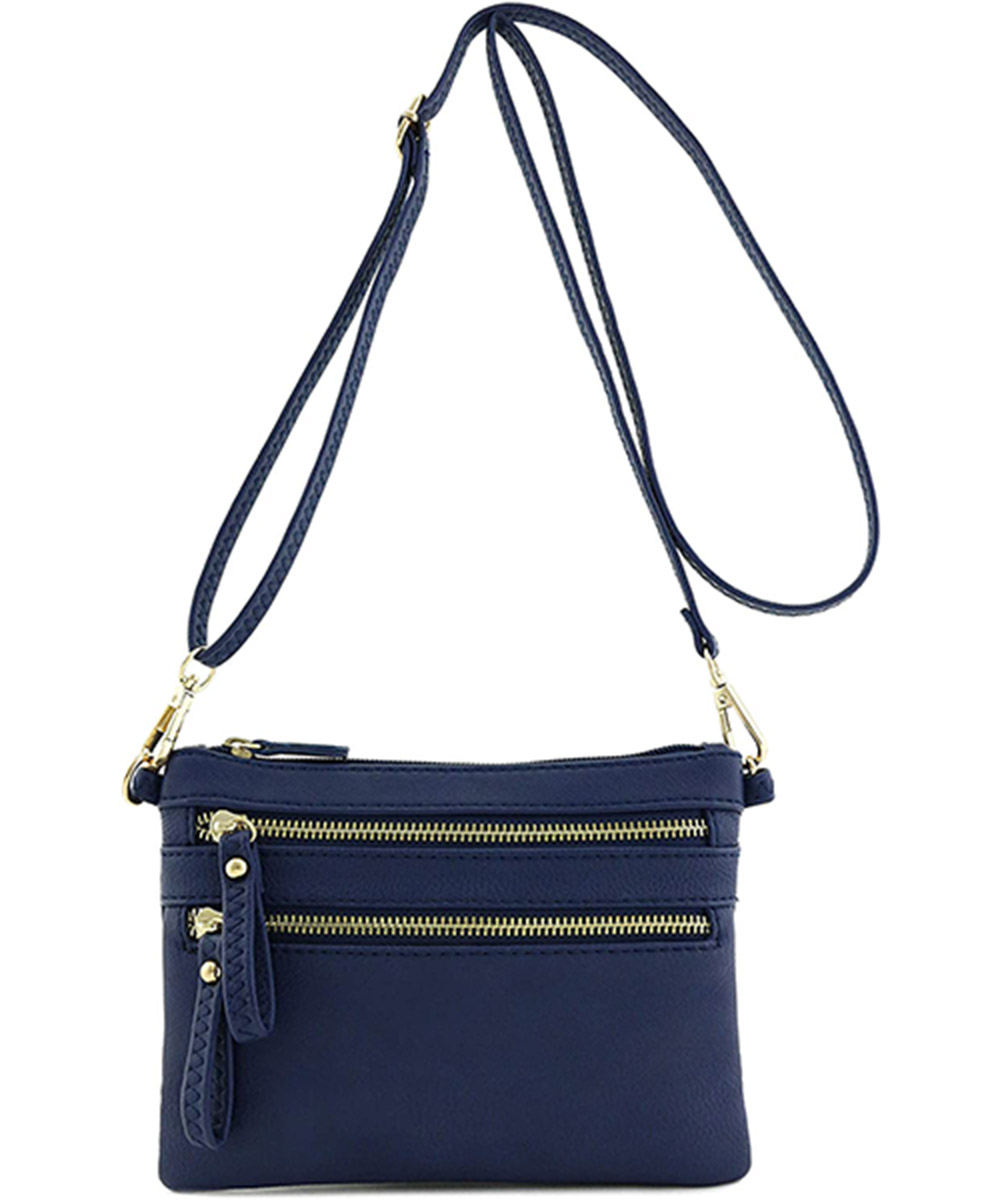 Multi-Pocket Zip Crossbody Bag with Small Wrist Strap WU001