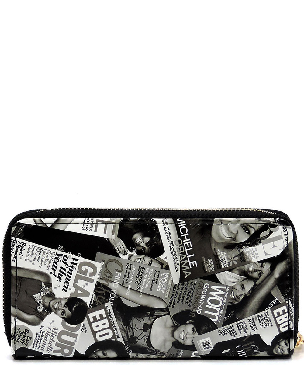 Magazine Cover Collage Zip Wallets WA0039 BLACK/WHITE: Wholesale ...